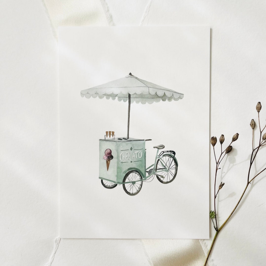 Postcard Ice Cream Gelato Bike Postcard A6 Card Postcard - Etsy
