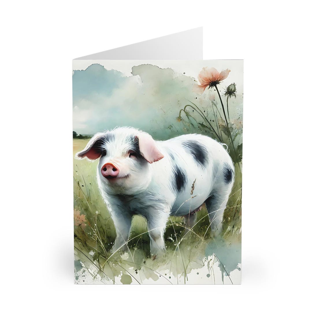 Pig Greeting Cards, Set of 5, Birthday Cards, Blank Cards, Pig Lovers ...