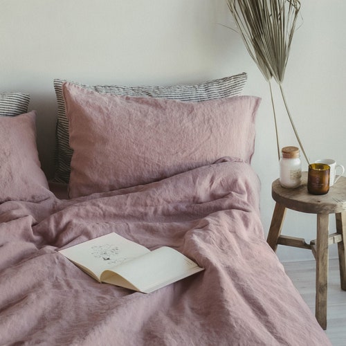 Linen Bedding Set Azure Blue Color 1 Duvet Cover and 2 - Etsy