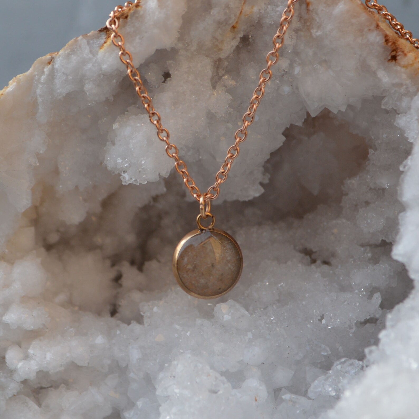 Genuine Real Moon Dust Necklace Hypoallergenic Rose Gold Stainless ...