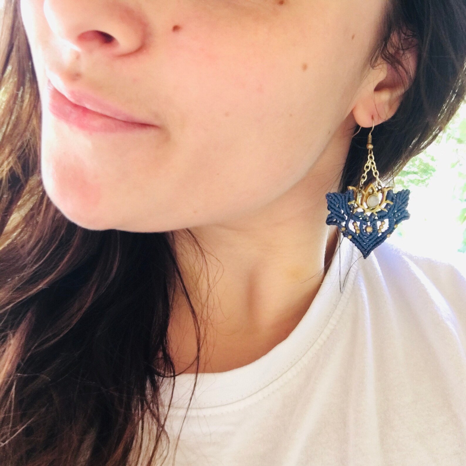 Lotus Macrame Earrings, Lotus Earrings, Macrame Earrings, Micro Macrame ...