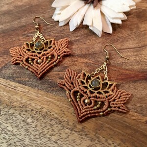 Lotus Macrame Earrings, Lotus Earrings, Macrame Earrings, Micro Macrame ...