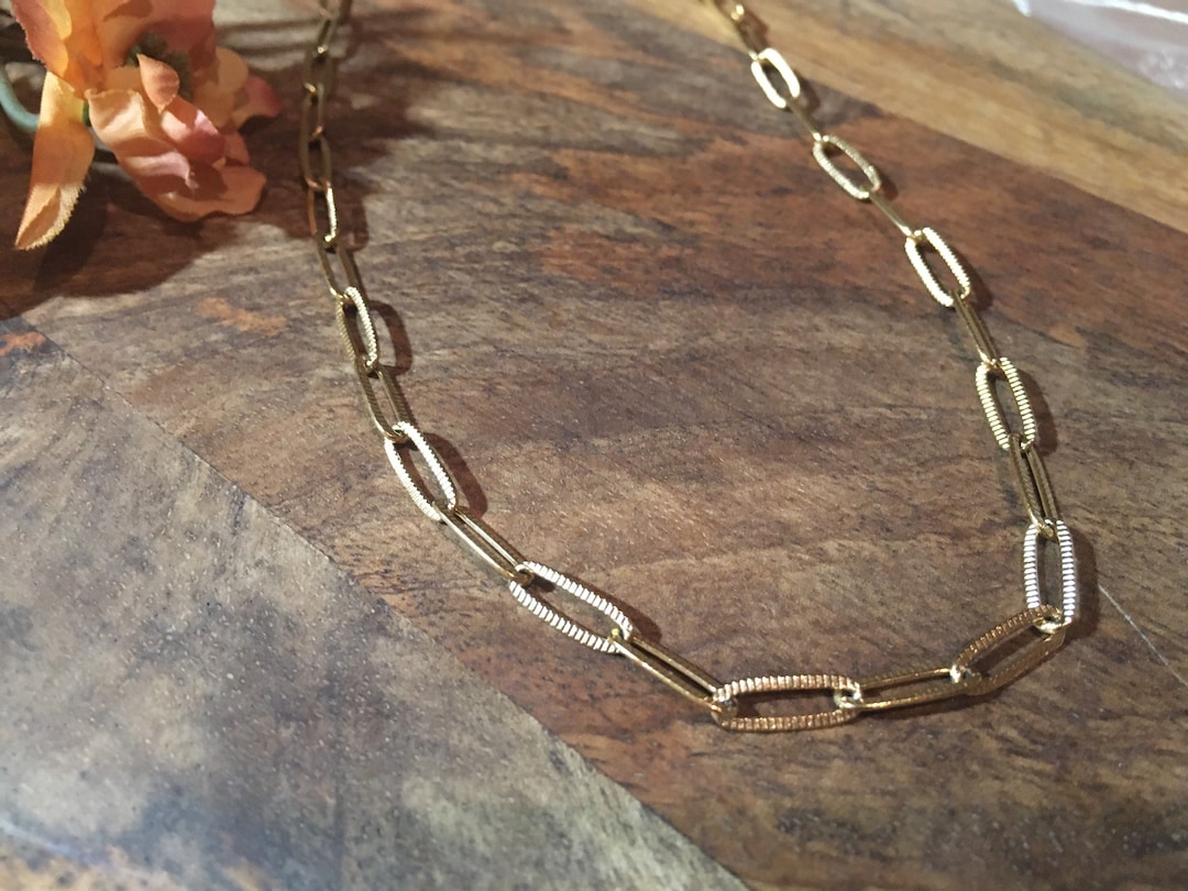 Thick Paperclip Link Necklace, Paperclip Choker Necklace, Layering ...