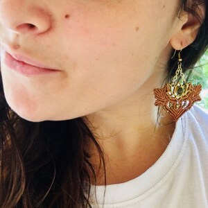 Lotus Macrame Earrings, Lotus Earrings, Macrame Earrings, Micro Macrame ...