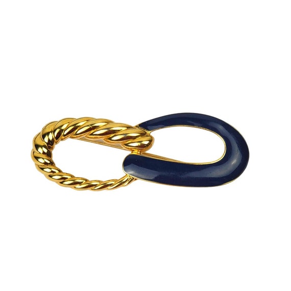 Vintage Monet Infinity Knot Bow Gold Tone Navy Blue Brooch Pin | Etsy