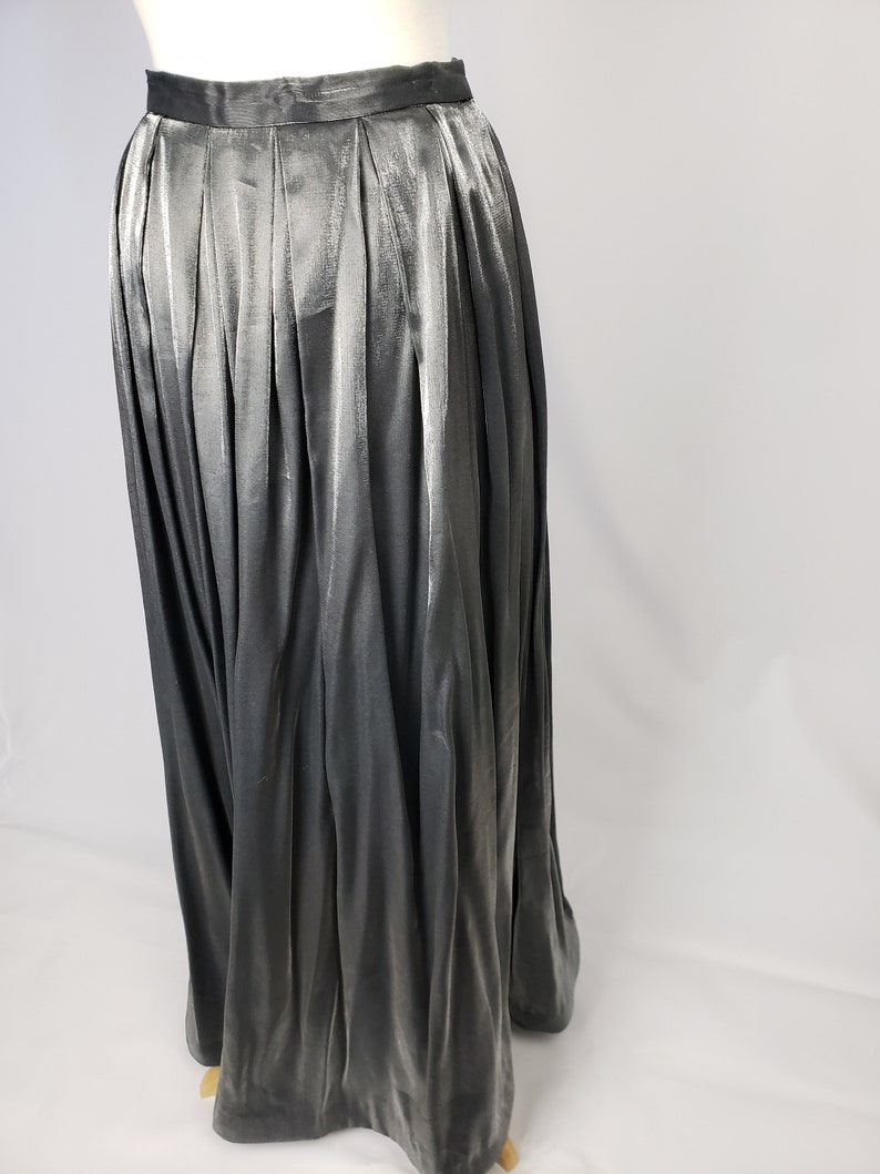 80s 70s Vintage Long Formal Silver Metallic Pleated Skirt - Etsy