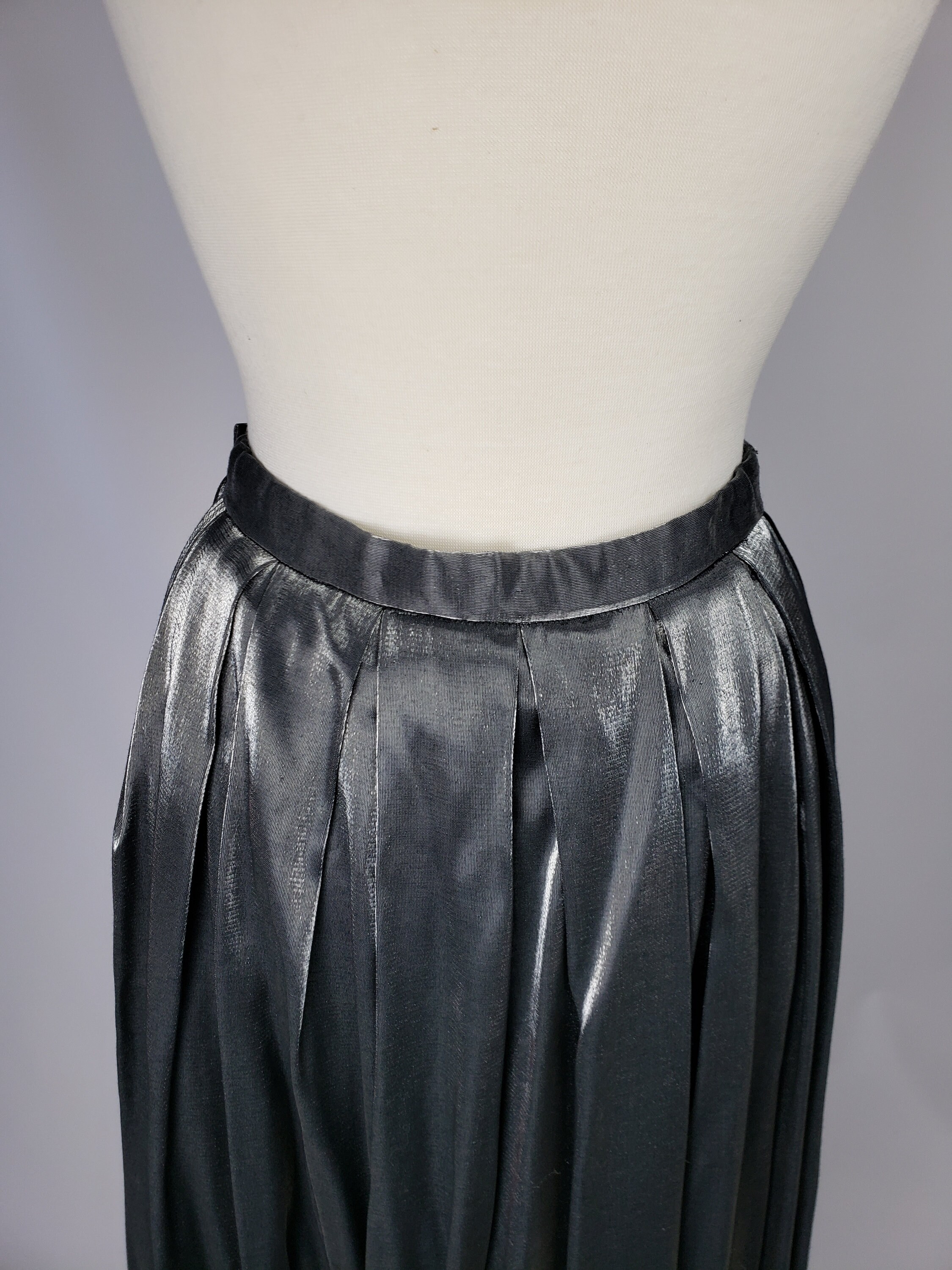 80s 70s Vintage Long Formal Silver Metallic Pleated Skirt - Etsy