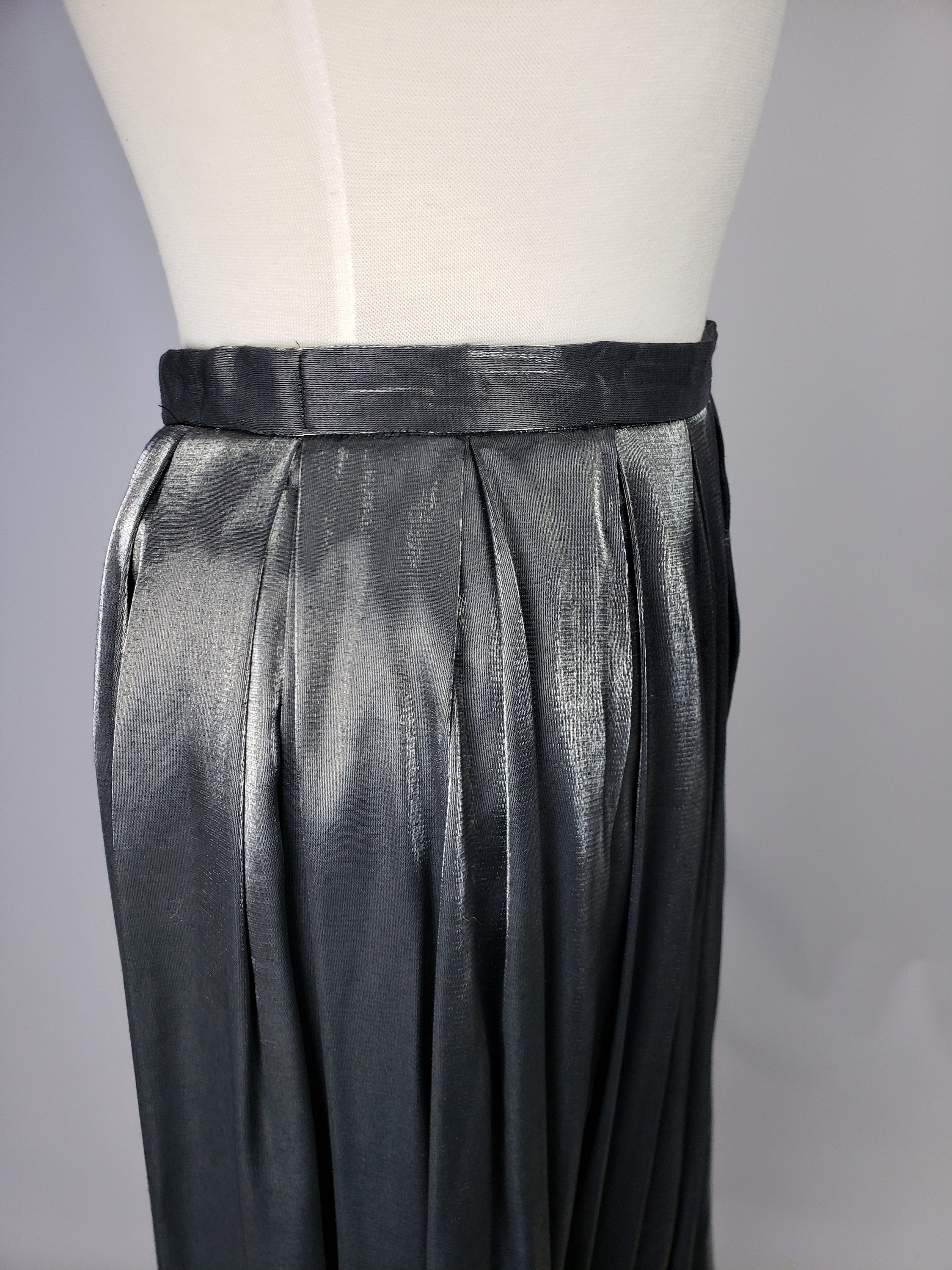 80s 70s Vintage Long Formal Silver Metallic Pleated Skirt - Etsy