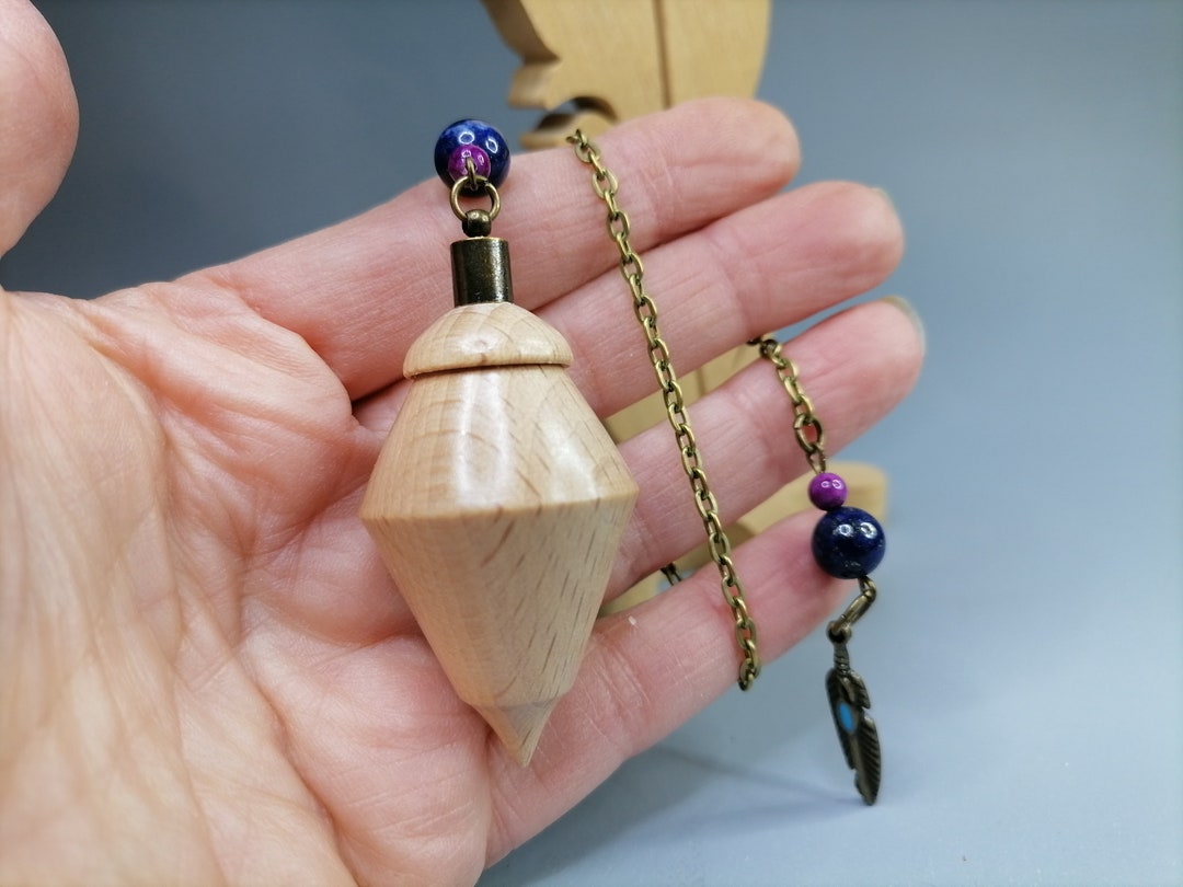 Beech Wood Dowsing Pendulum, Dowsing Pendulum, Malaysian Lapis Lazuli ...