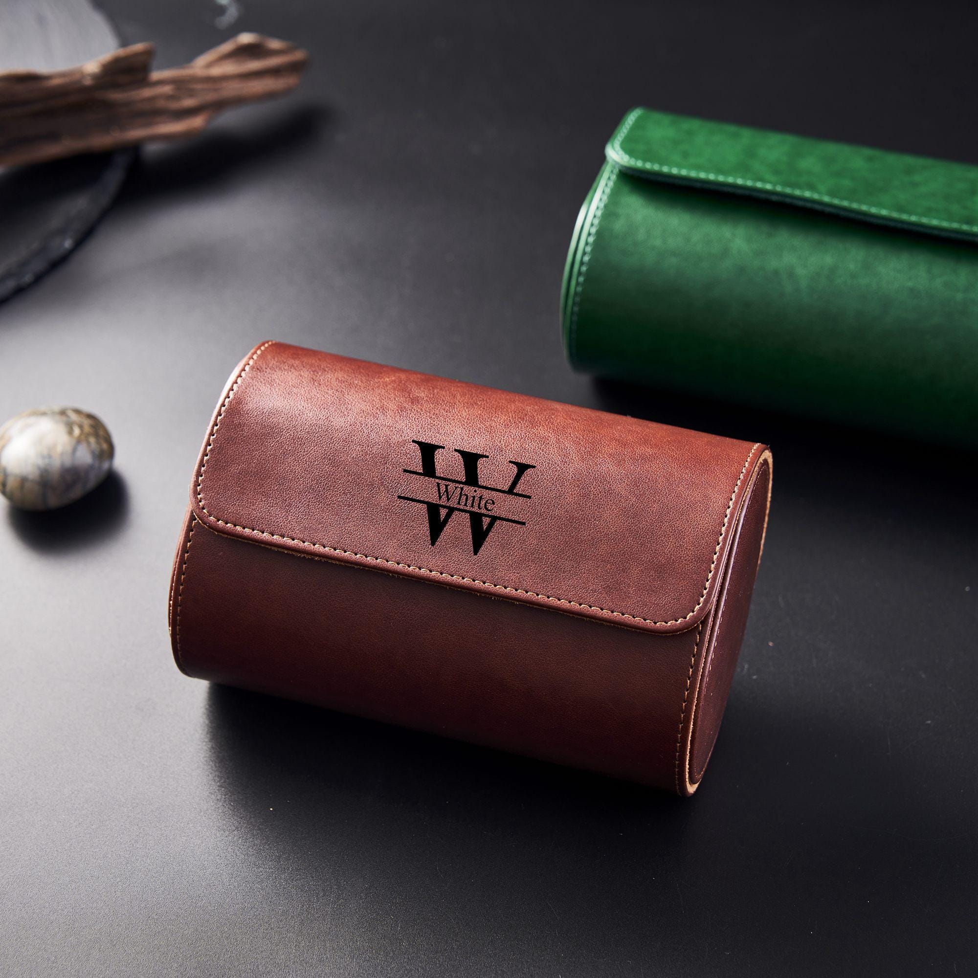 Personalized Leather Watch Case Custom Watch Box Travel Watch Box Vegan ...