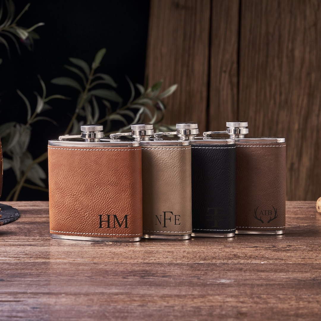 Personalized Flask for Men Leather Flask Flask Personalized Flask ...