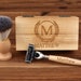 Personalized Razor With Wood Handle, Shaving Brush, Safety Razor for ...