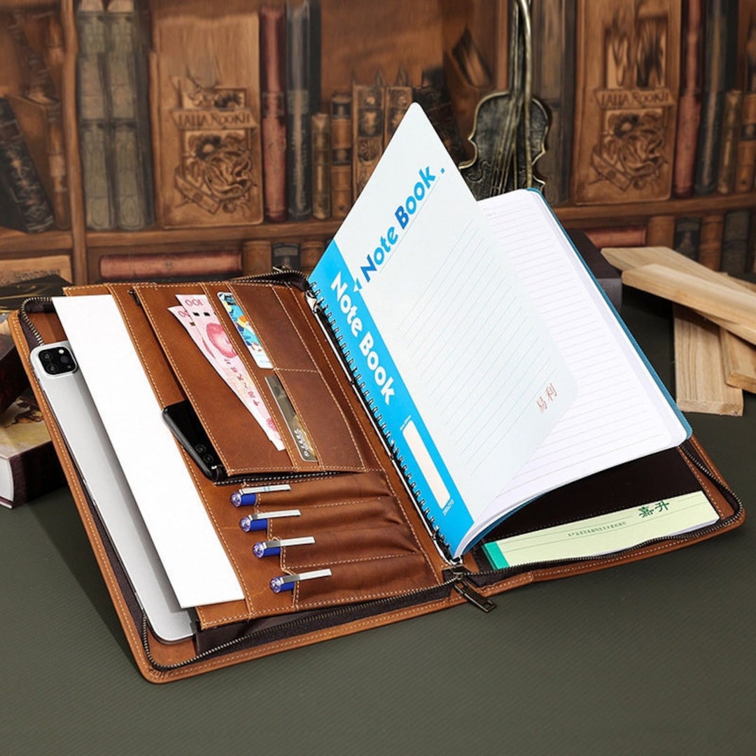 Personalized Leather Portfolio, 4 Ring Binder Portfolio, Padfolio for ...