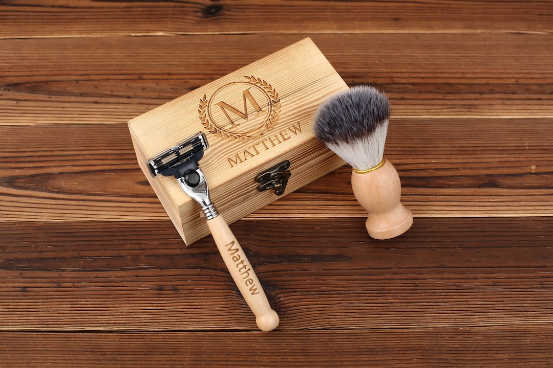 Personalized Razor With Wood Handle, Shaving Brush, Safety Razor for ...