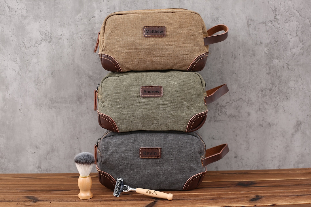 Personalized Groomsmen Gift Set Shaving Kit Men Customized Canvas ...