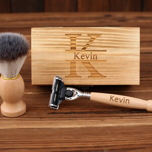 Personalized Razor With Wood Handle, Shaving Brush, Safety Razor for ...