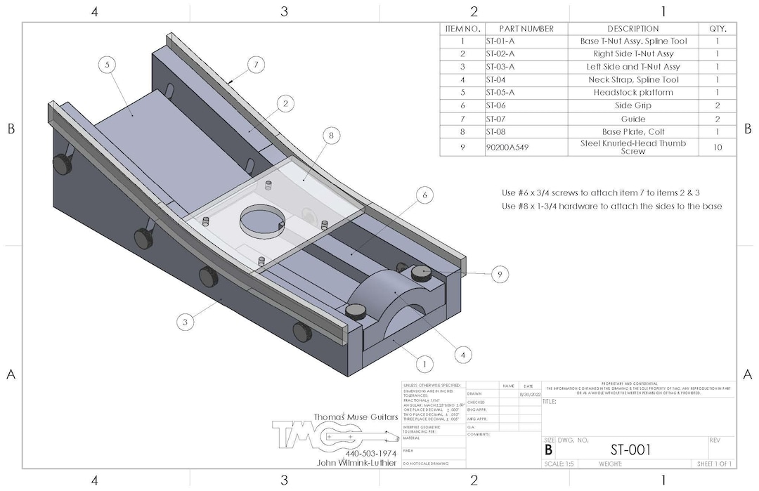 Neck Spline Router Jig for Broken Headstock Drawings - Etsy
