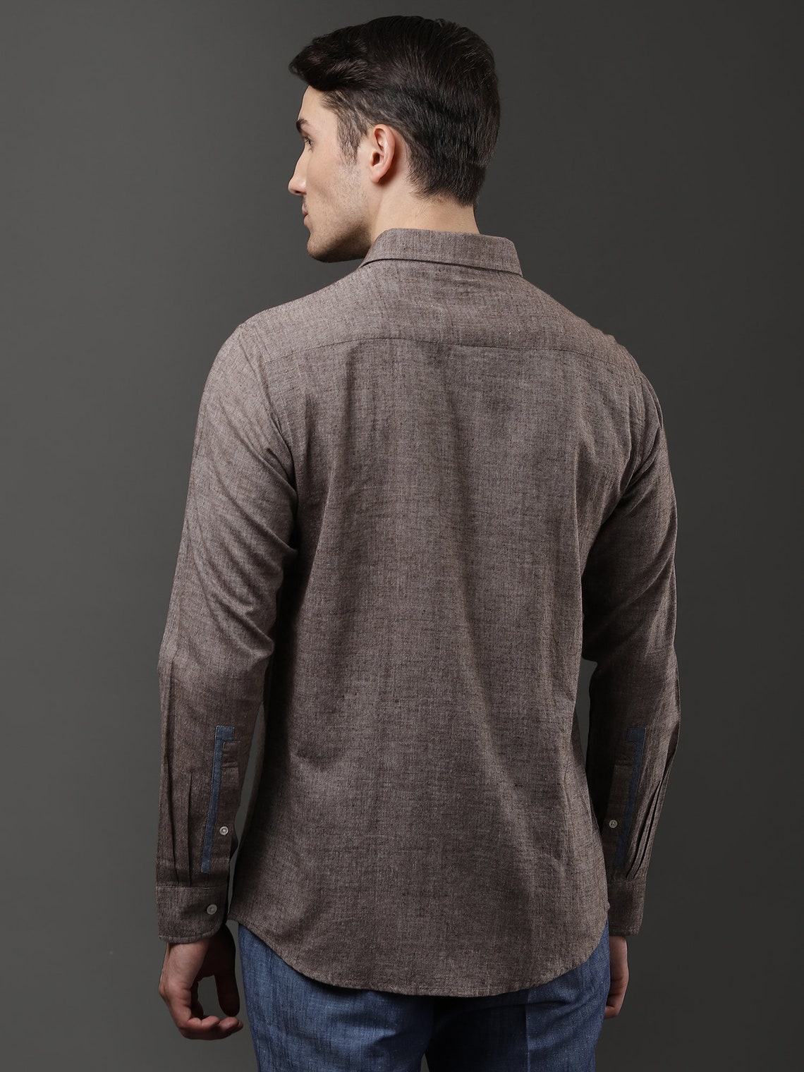 Chambray Khadi Shirt Pocket Detail/ Brown Shirt/ Khadi Shirt/ Handwoven ...