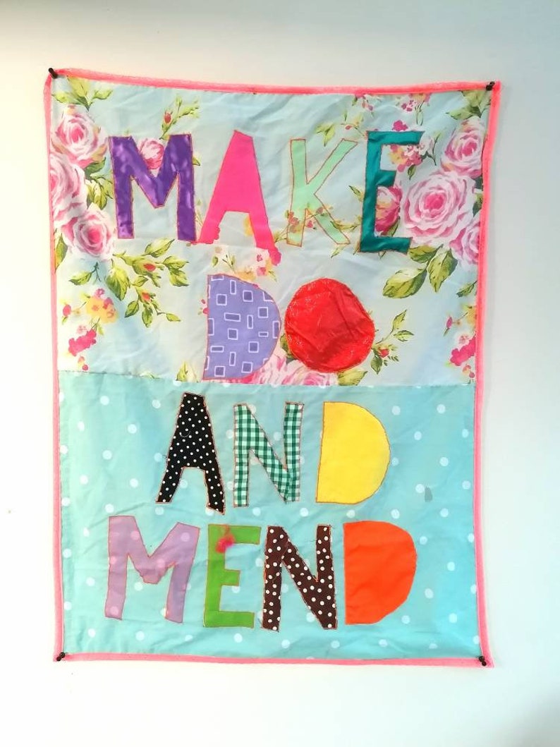Make Do and Mend Embroidered Banner - Etsy