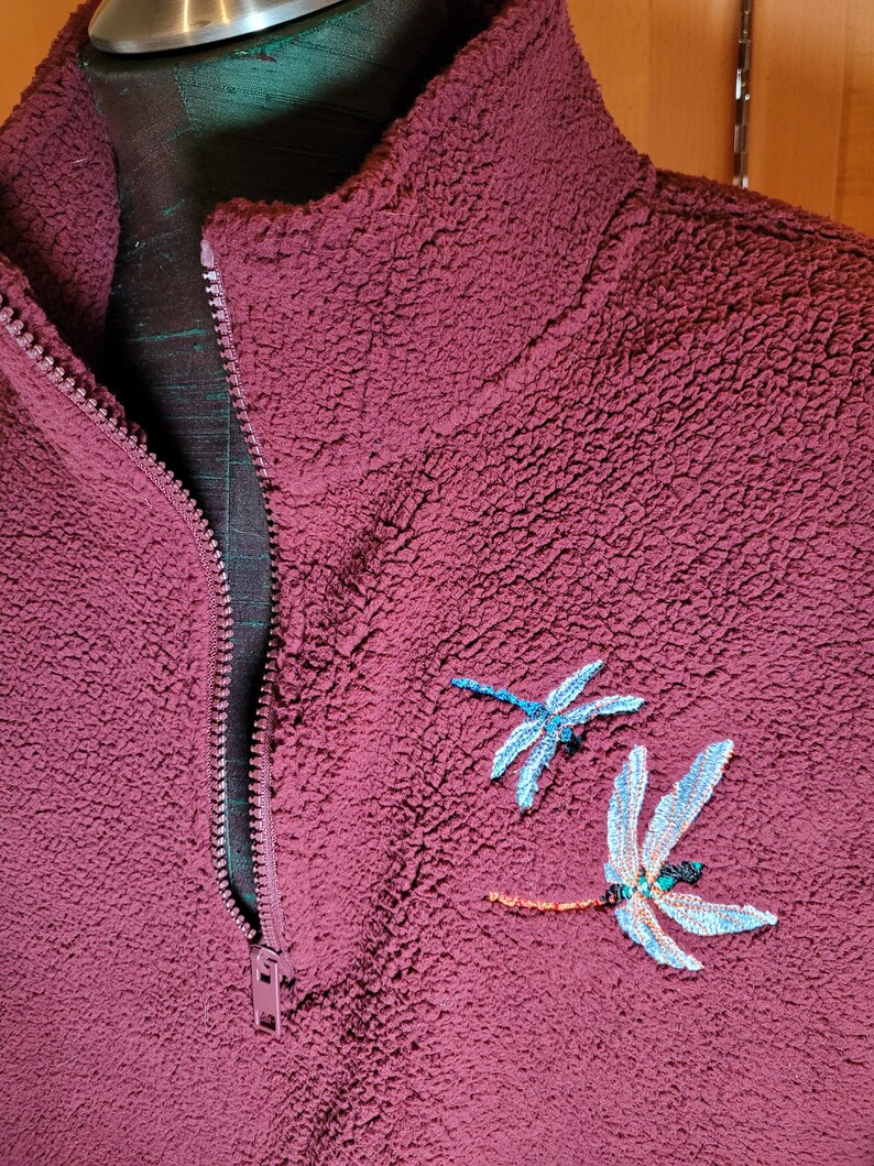 Dragon Flies Embroidered Fleece 1/4 Zip Fleece Sweatshirt - Etsy