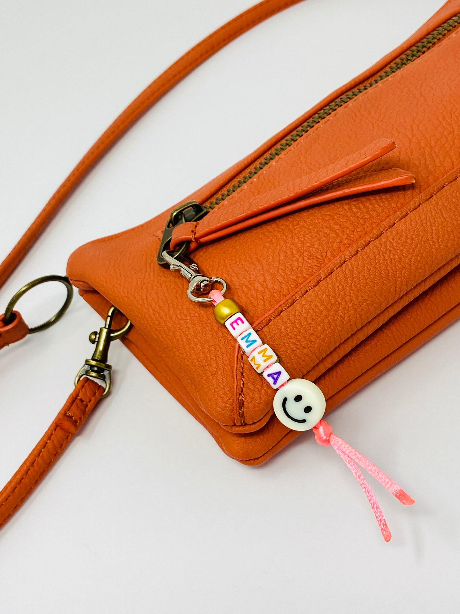 Custom Beaded Name Keychain Smiley Face Key Chain Custom - Etsy