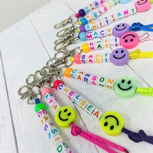 Custom Beaded Name Keychain Smiley Face Key Chain Custom - Etsy