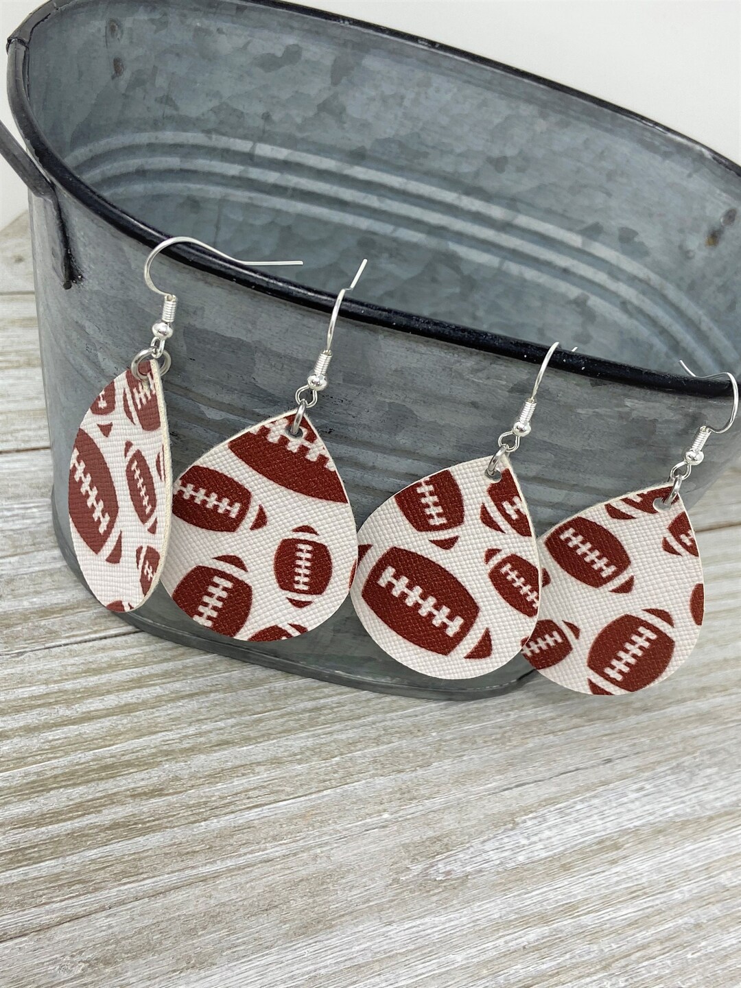 Football Themed Teardrop Shaped Dangle Earrings - Etsy