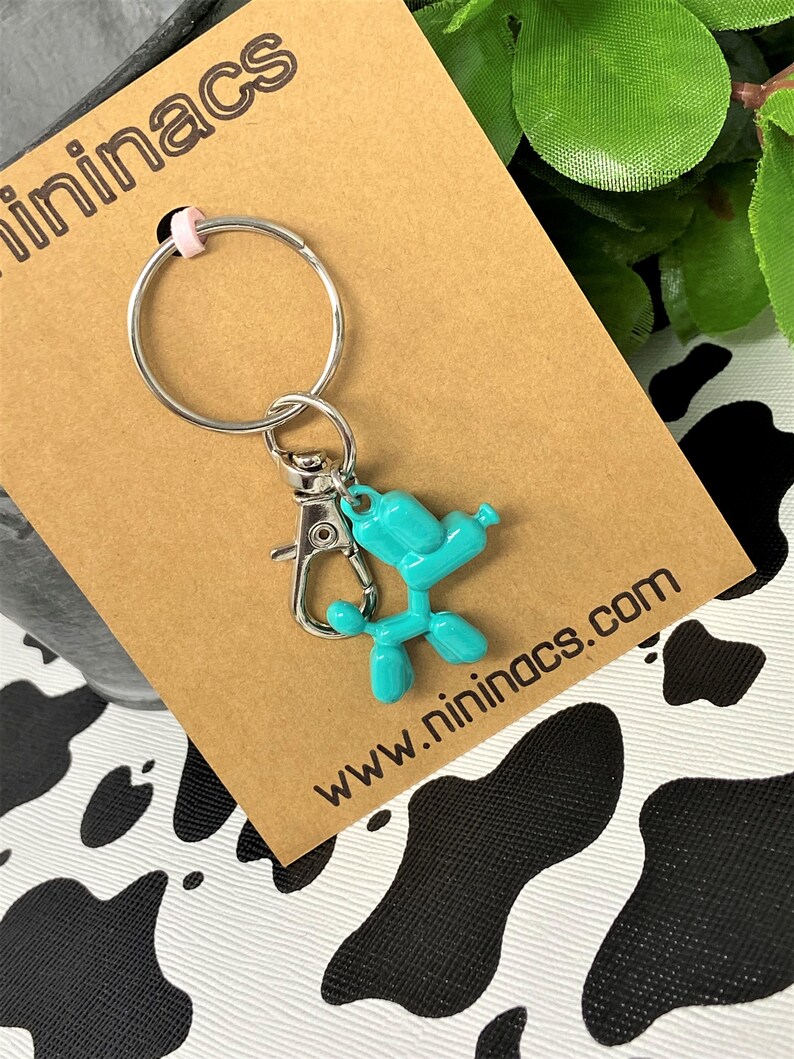 Turquoise Balloon Dog Key Chain, Metal Doggie Charm - Etsy