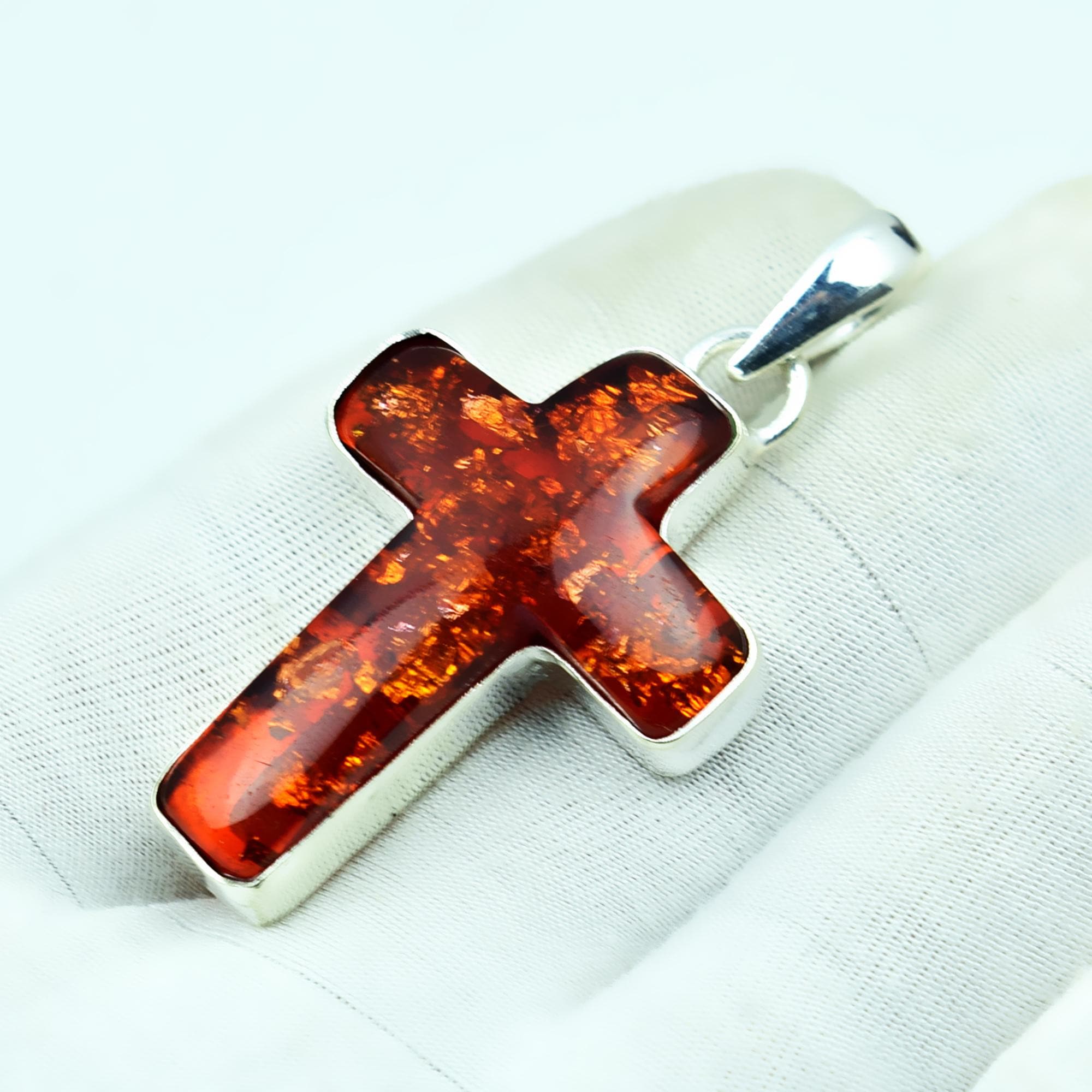 Baltic Amber Cross Pendant, Sterling Silver Boho Gemstone, Jesus - Etsy