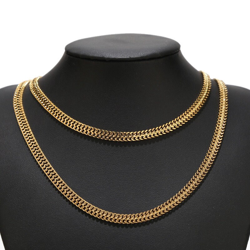 Stainless Steel Gold Flat Net Chain 5mm Double Layer Link Chains for ...