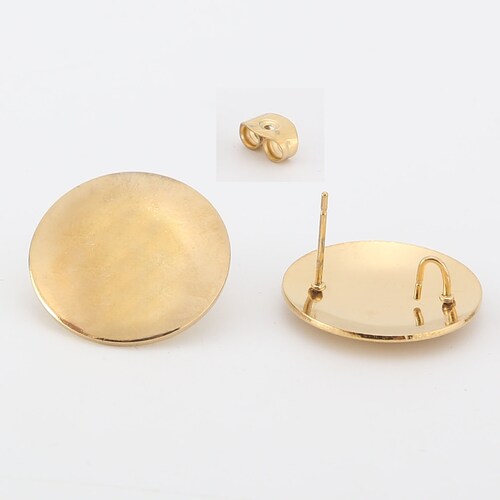 15mm Stainless Steel Stud Earrings With Loop Gold Plated - Etsy