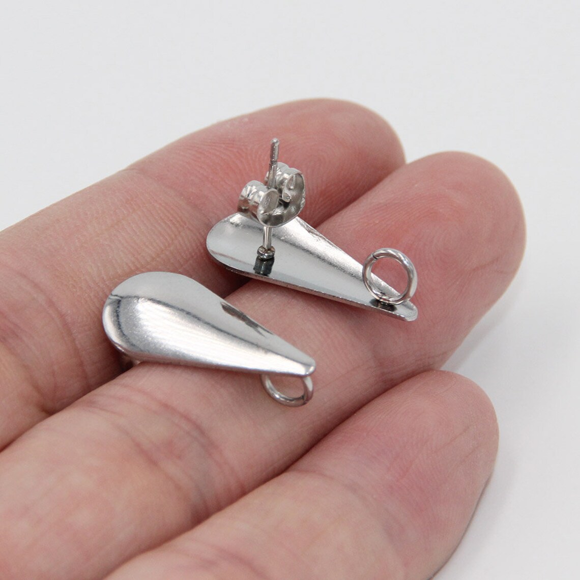 10pcs Stainless Steel Hypoallergenic Teardrop Post Earring Finding With ...