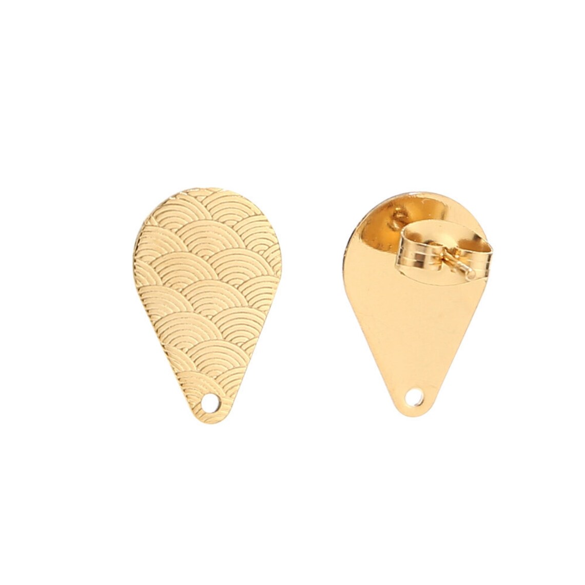 10pcs Teardrop Earring Posts Stainless Steel Gold Plated Waterdrop Stud ...