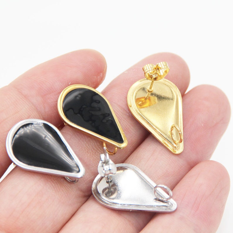 10pcs Gold Stud Earring Posts W/ Loop Stainless Steel Enamel - Etsy
