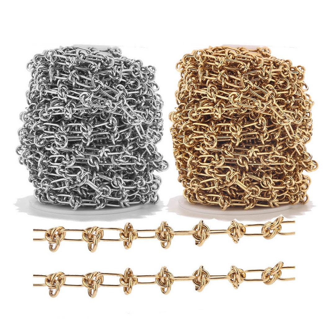 1 Meter Stainless Steel 9mm Width Gold Chunky Knot Chain DIY Handmade ...
