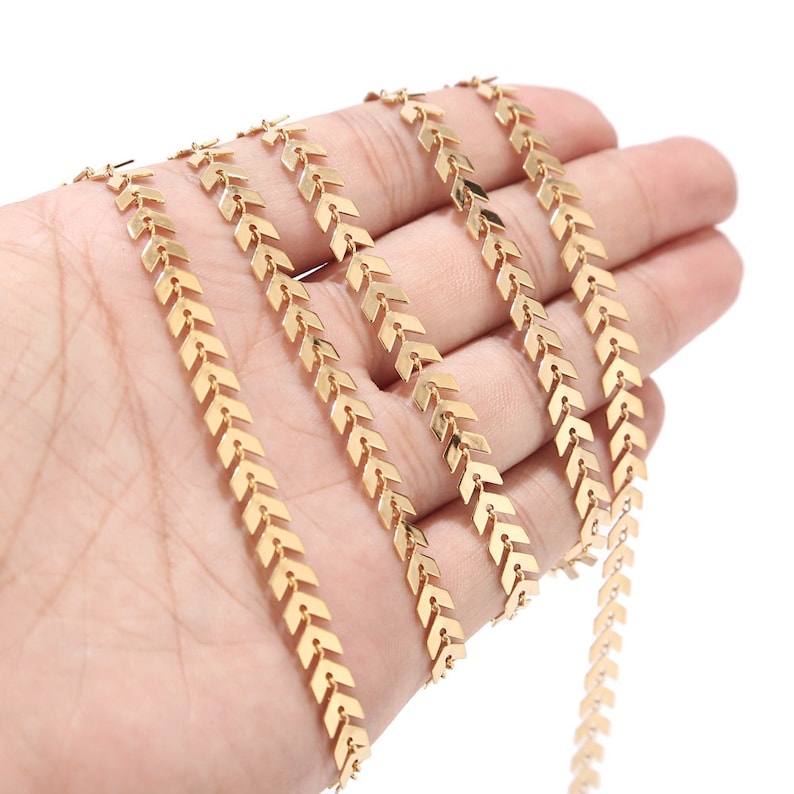 1 Meter 6mm Width Stainless Steel Chevron Link Chain Gold - Etsy Canada