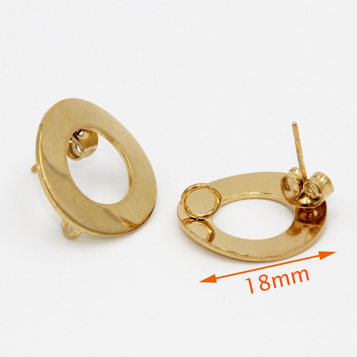 10pcs Stainless Steel Silver Gold Hollow Curved Round Earring Base ...