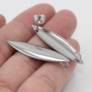 10pcs Stainless Steel Long Ear Post Stud Earrings Findings Horse Eyes ...