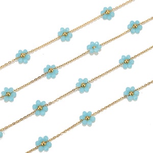 Stainless Steel Daisy Beaded Flower Chains Handmade Gold Satellite ...