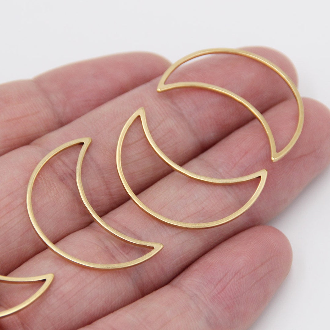 Stainless Steel Gold Tone 25x18mm Moon Links Connectors Moon Ring ...