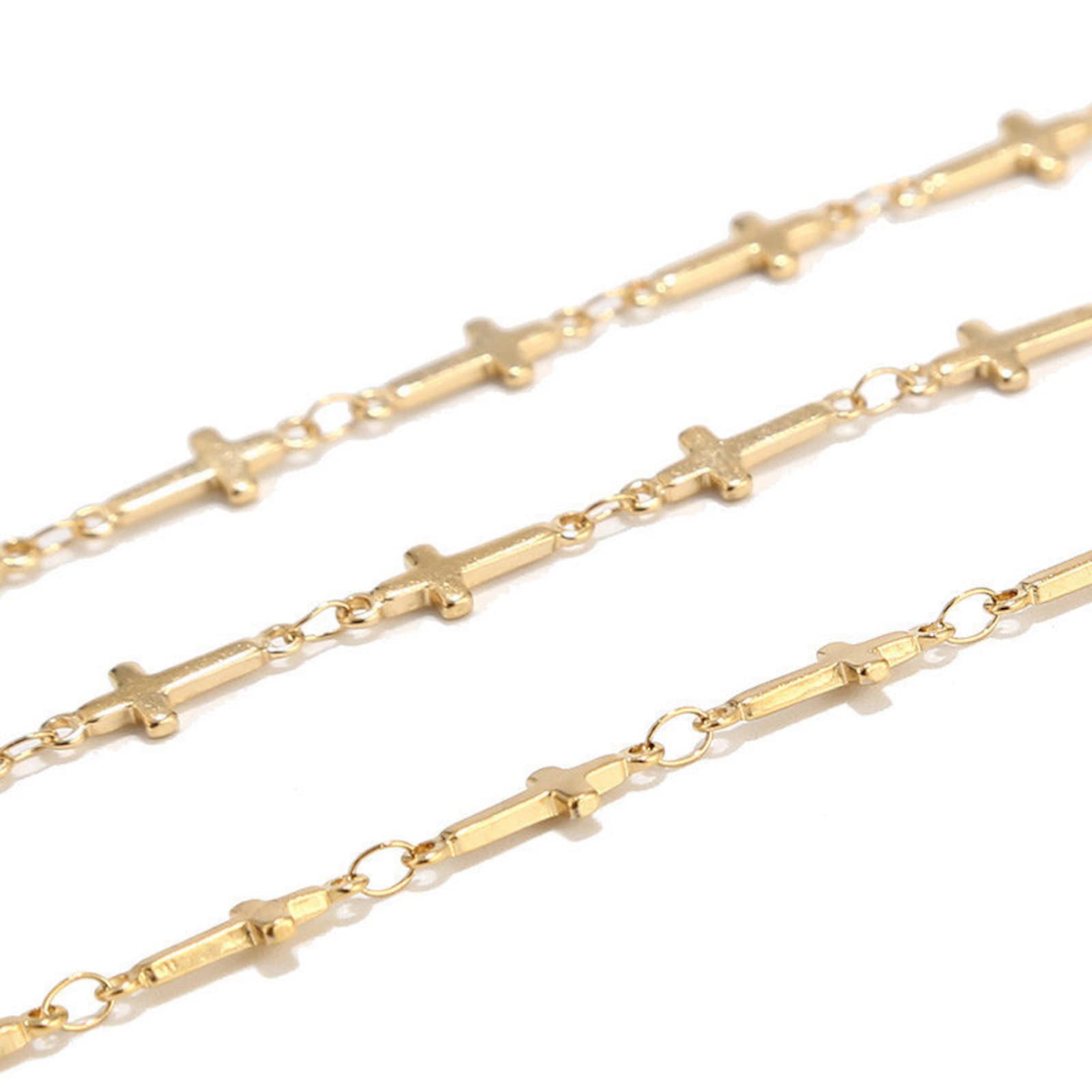5M Gold Cross Chain Stainless Steel Handmade Link Chain - Etsy