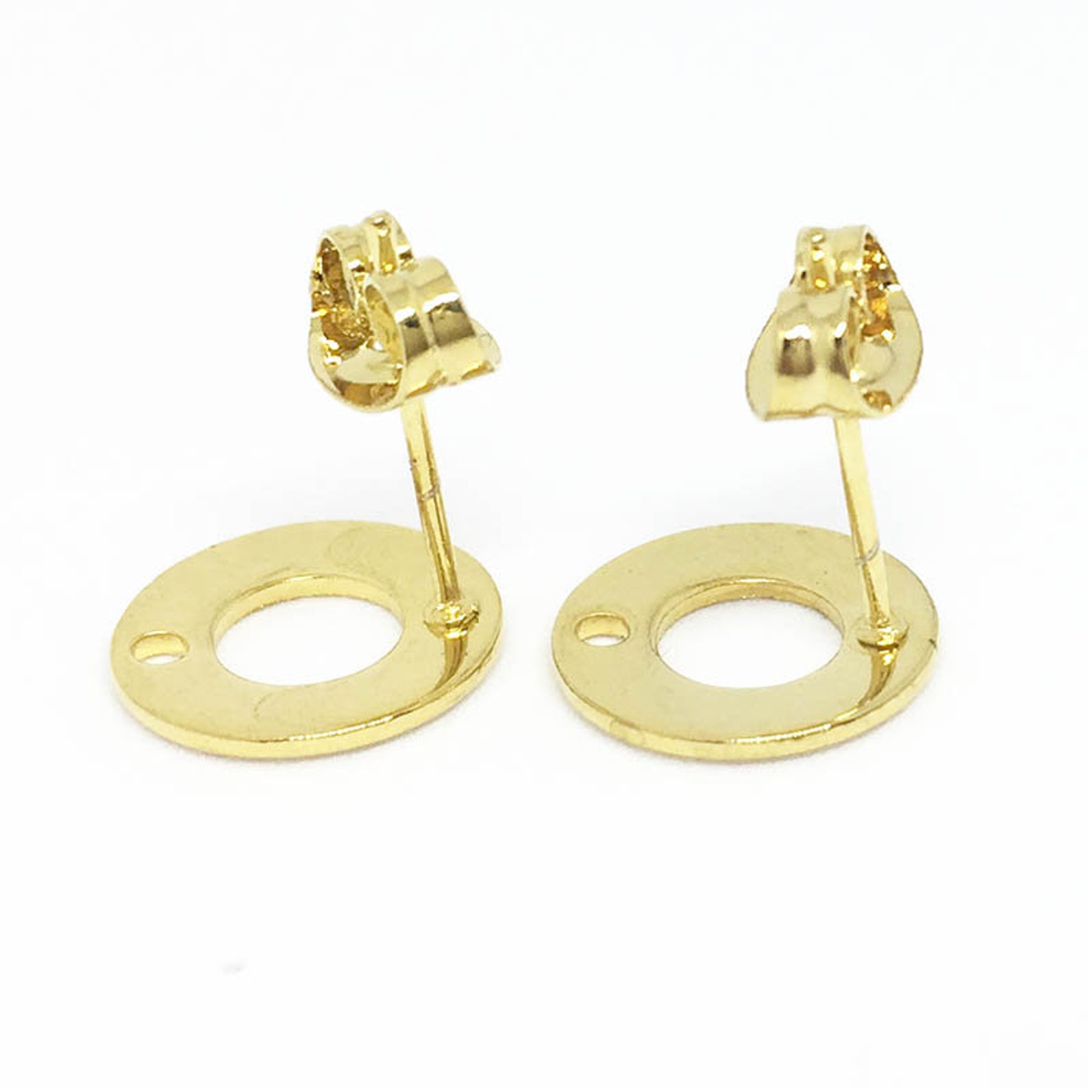 Stainless Steel 10mm Gold Ear Posts With Loops Hollow Round - Etsy