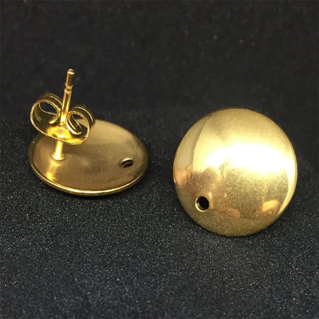 13mm Gold Ear Posts With Hole, Real Gold Plated Stainless Steel Round ...