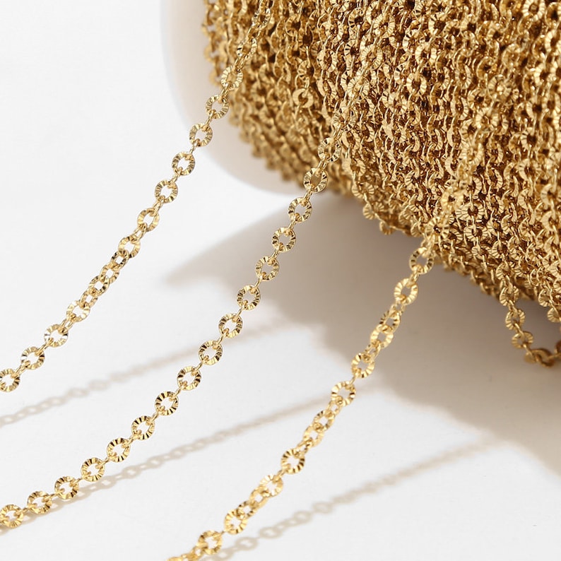 5M Stainless Steel Gold Textrued Cable Chain for DIY Girls Women ...