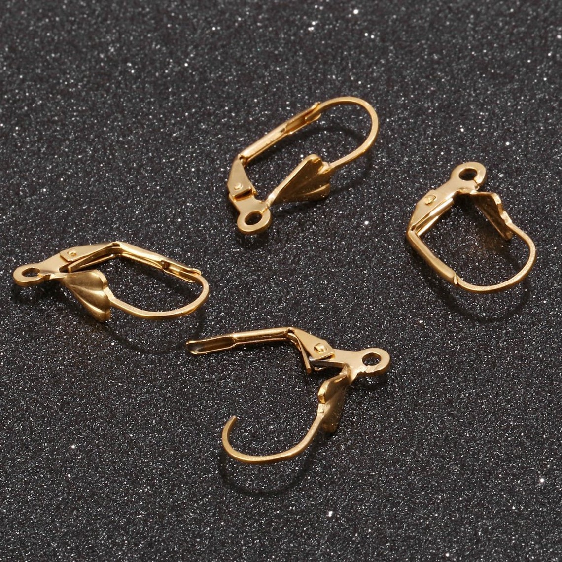 Stainless Steel 18K Gold Plated French Lever Back Earrings - Etsy