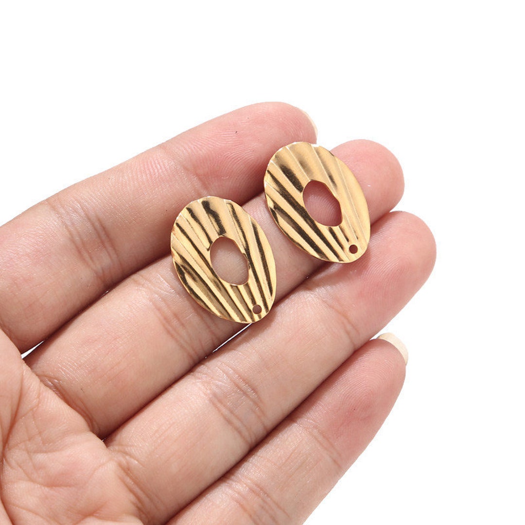 10PCS Hollow Teardrop Earring Posts, Gold Waterdrop Earring Base ...