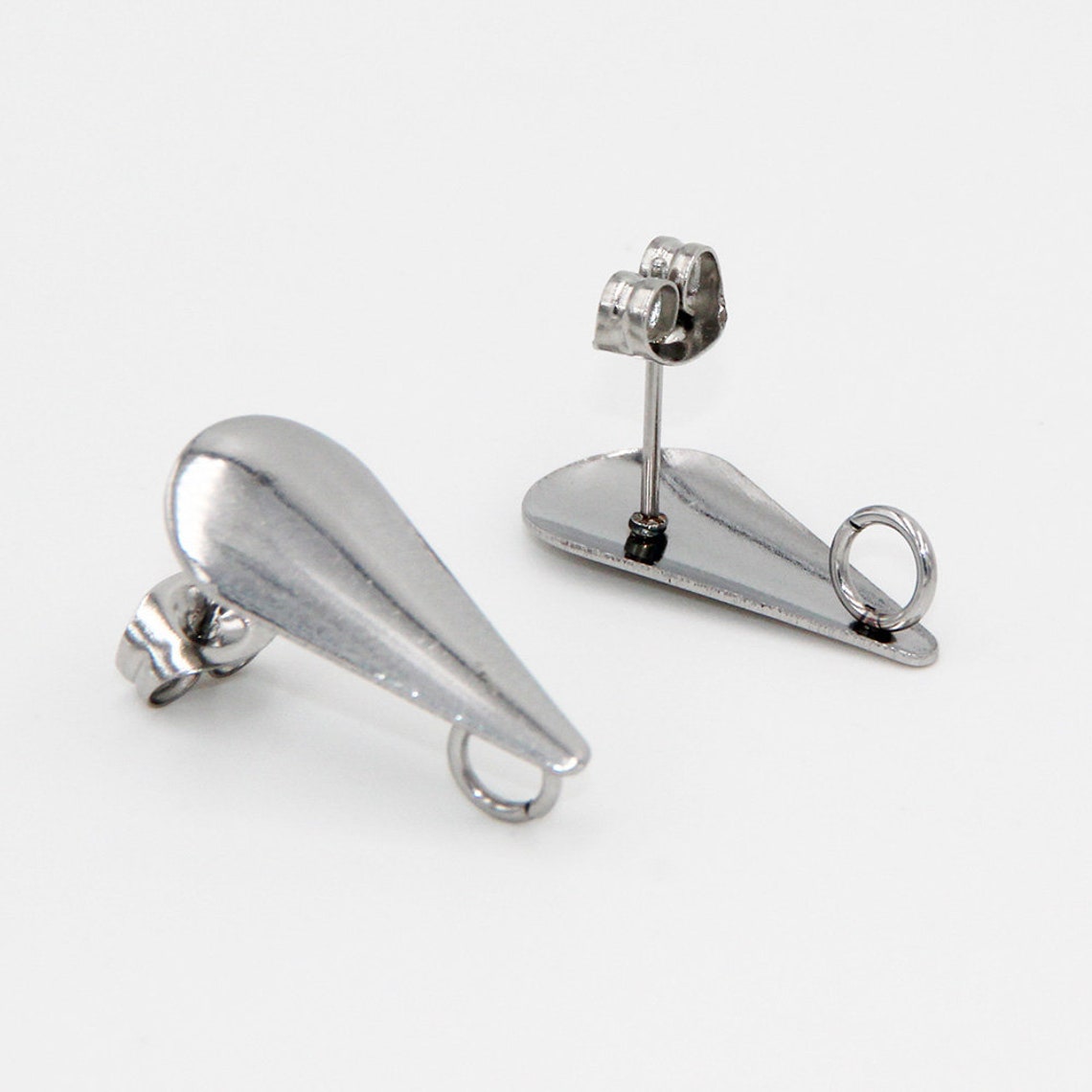 10pcs Stainless Steel Hypoallergenic Teardrop Post Earring Finding With ...