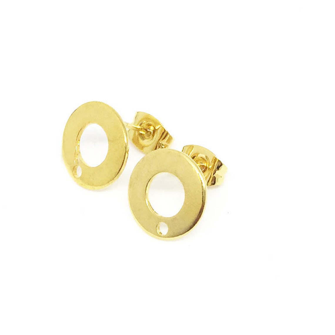 Stainless Steel 10mm Gold Ear Posts With Loops Hollow Round - Etsy