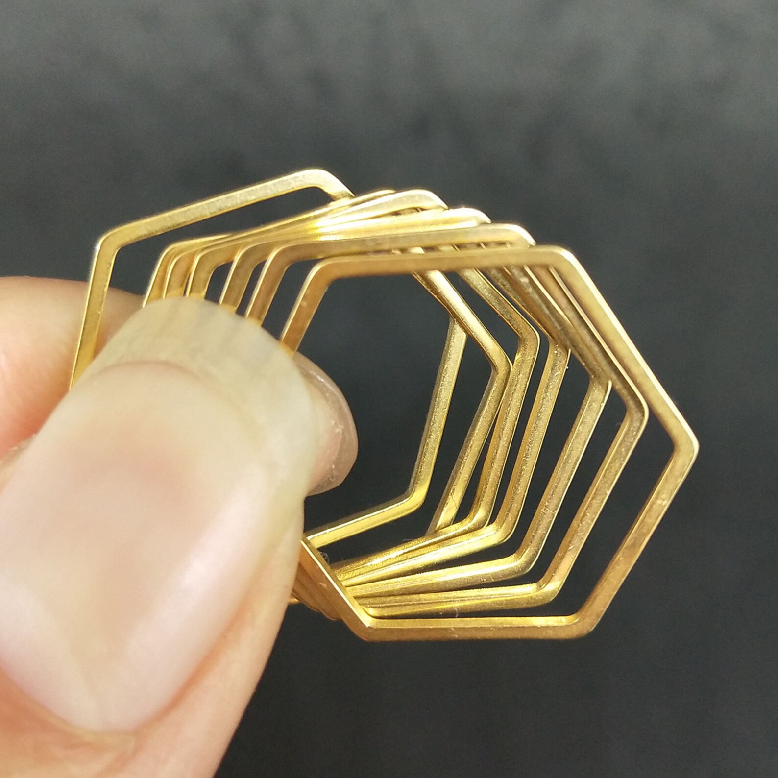 30pcs Stainless Steel Hexagon Connectors Gold Plated Hollow - Etsy
