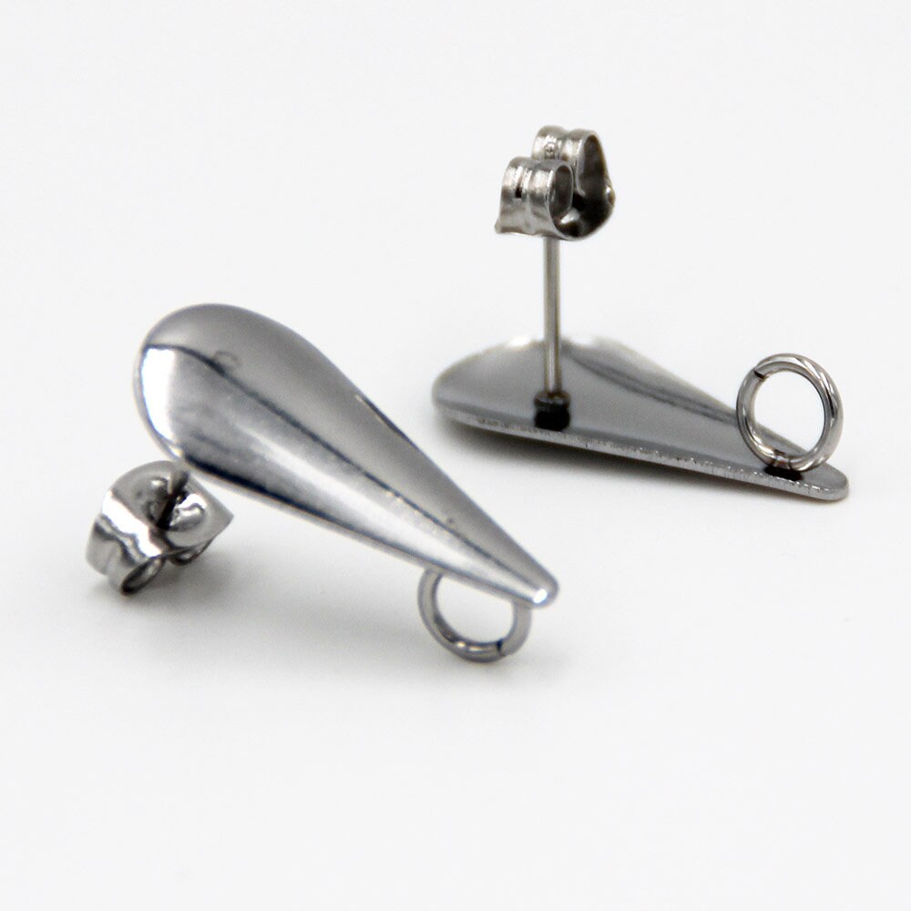 10pcs Stainless Steel Hypoallergenic Teardrop Post Earring Finding With ...